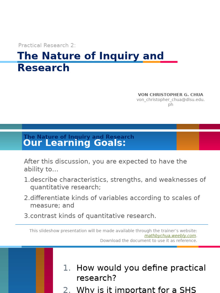 Nature of Inquiry and Research-Lesson-1 | PDF