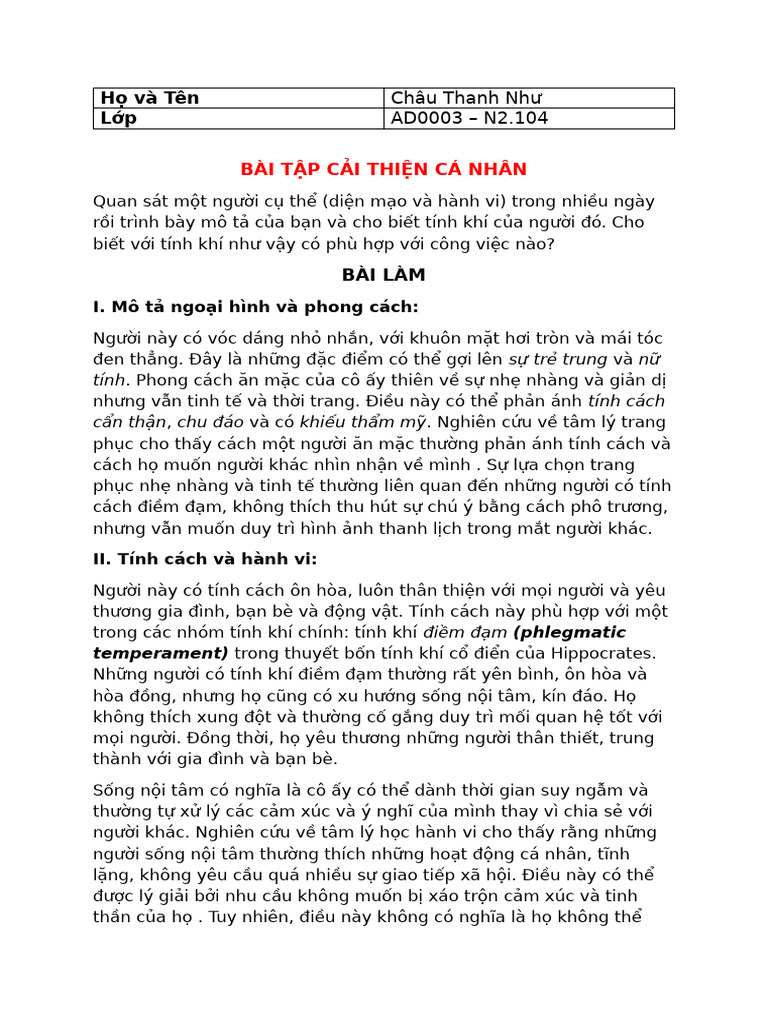 Hành Vi T CH C - Cá Nhân - Bài 1 | PDF