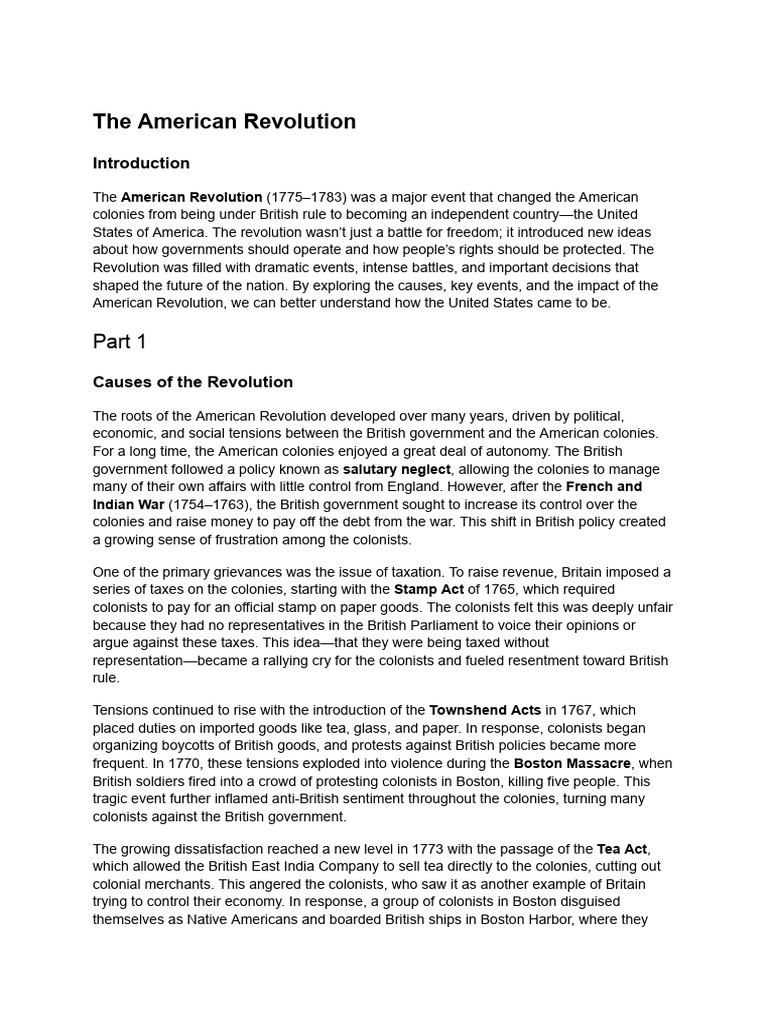 The American Revolution - Text | PDF