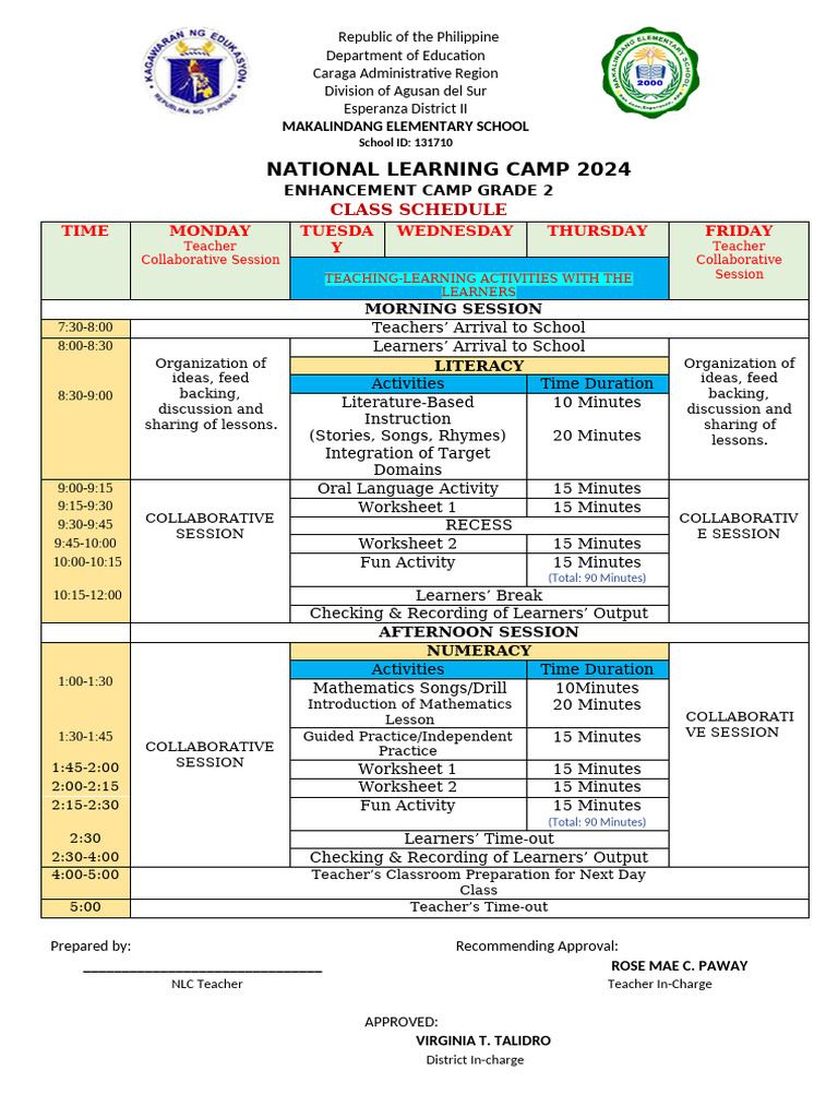 NLC Class Program (Sta. Irene CES) | PDF