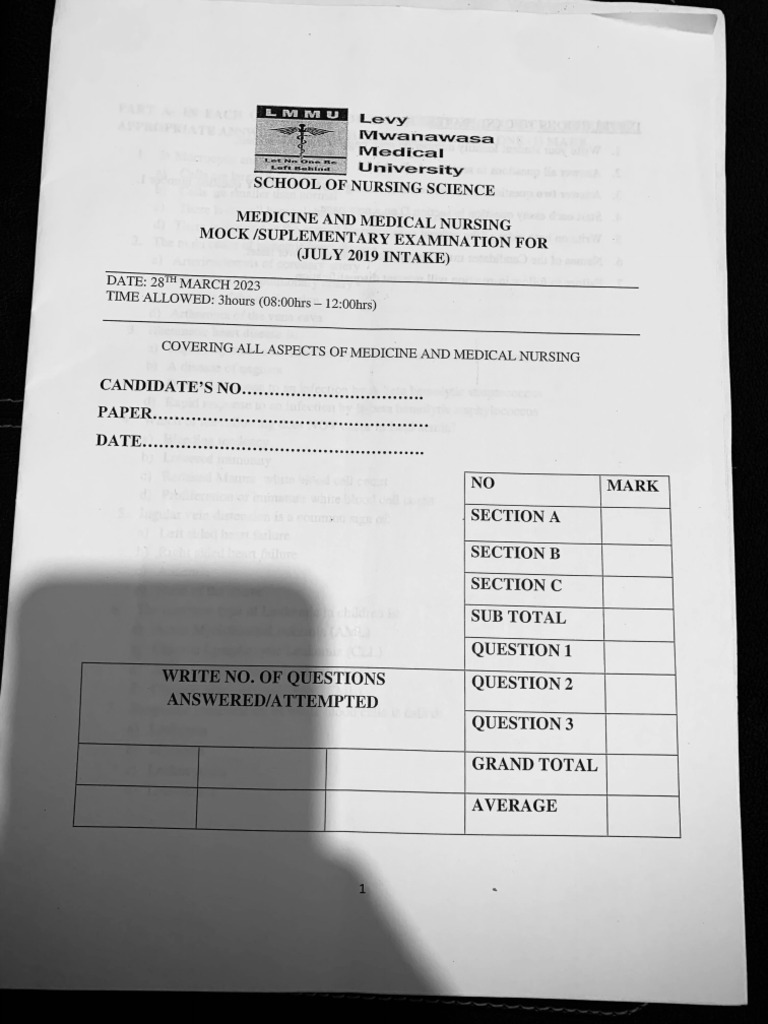 Medicine Lmmu Mock 2023 | PDF