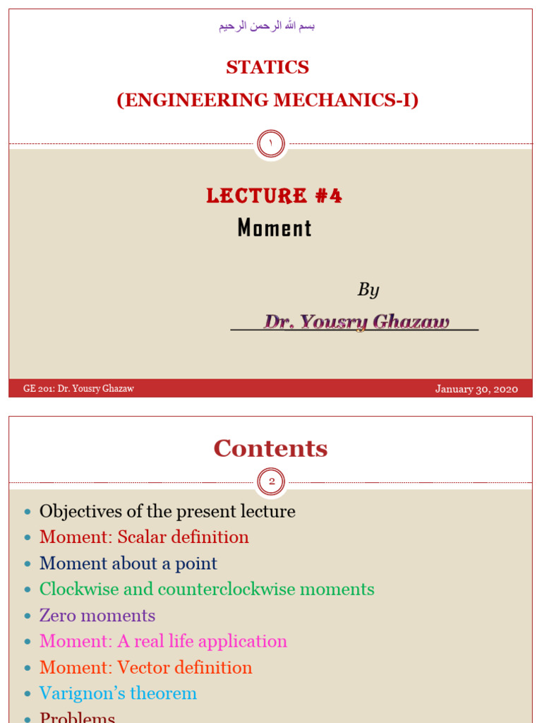 Understanding Moments in Statics | PDF | Torque | Rotation