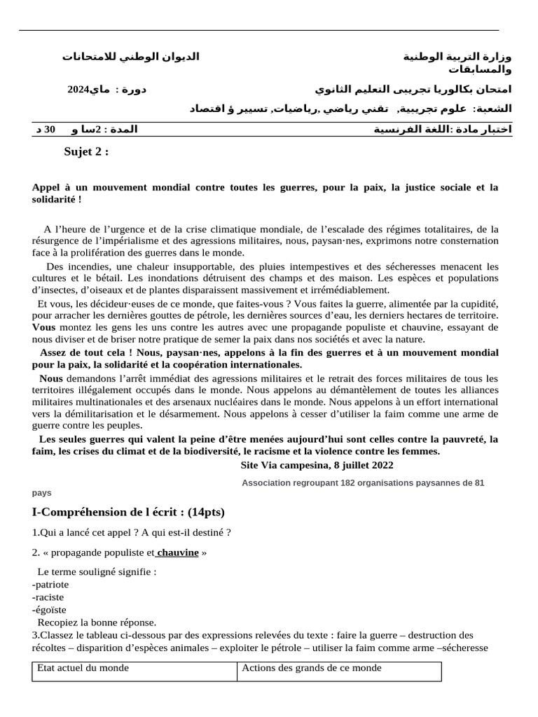 Bac Blanc 2024 | PDF