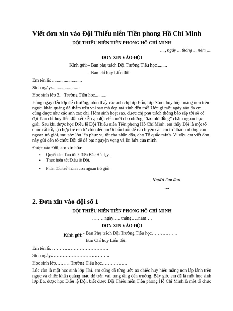 Mau Don Xin Vao Doi | PDF