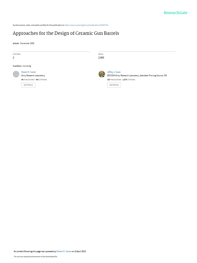 Approaches For The Design of Ceramic Gun Barrels | PDF