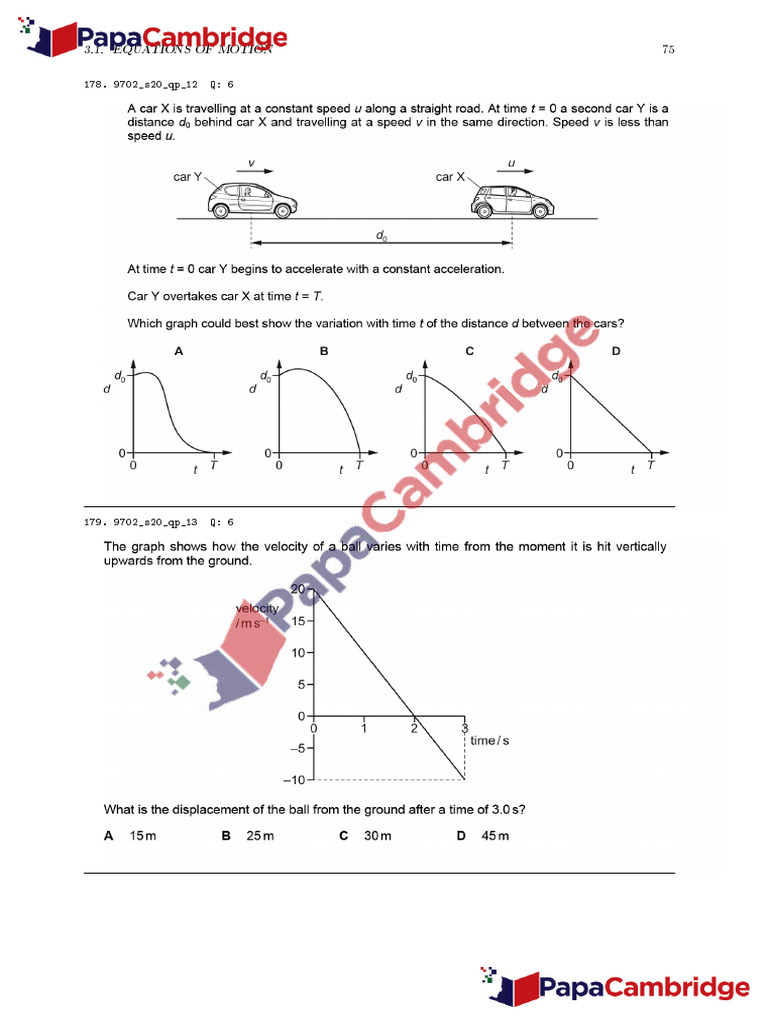 Physics 9702 Paper 1 - Kinematics-6 | PDF