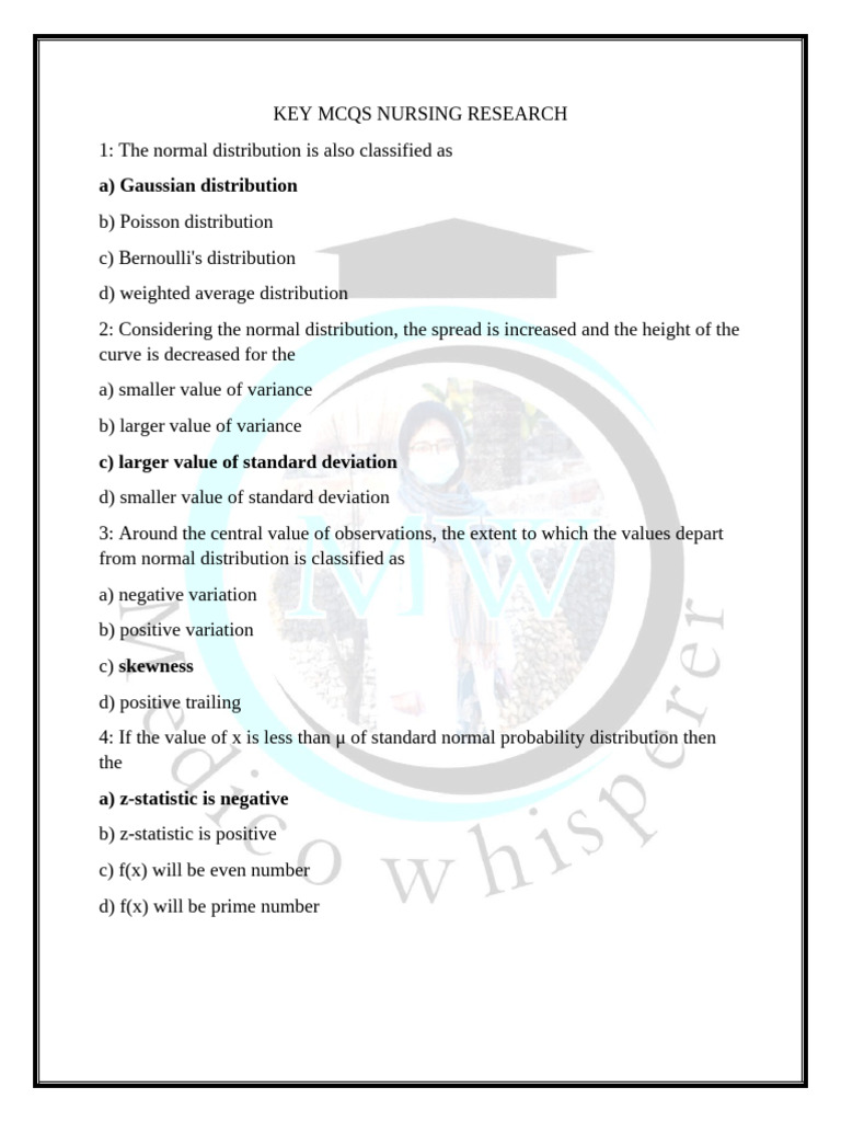 Nursing Research MCQs and Concepts | PDF | Level Of Measurement | Statistics