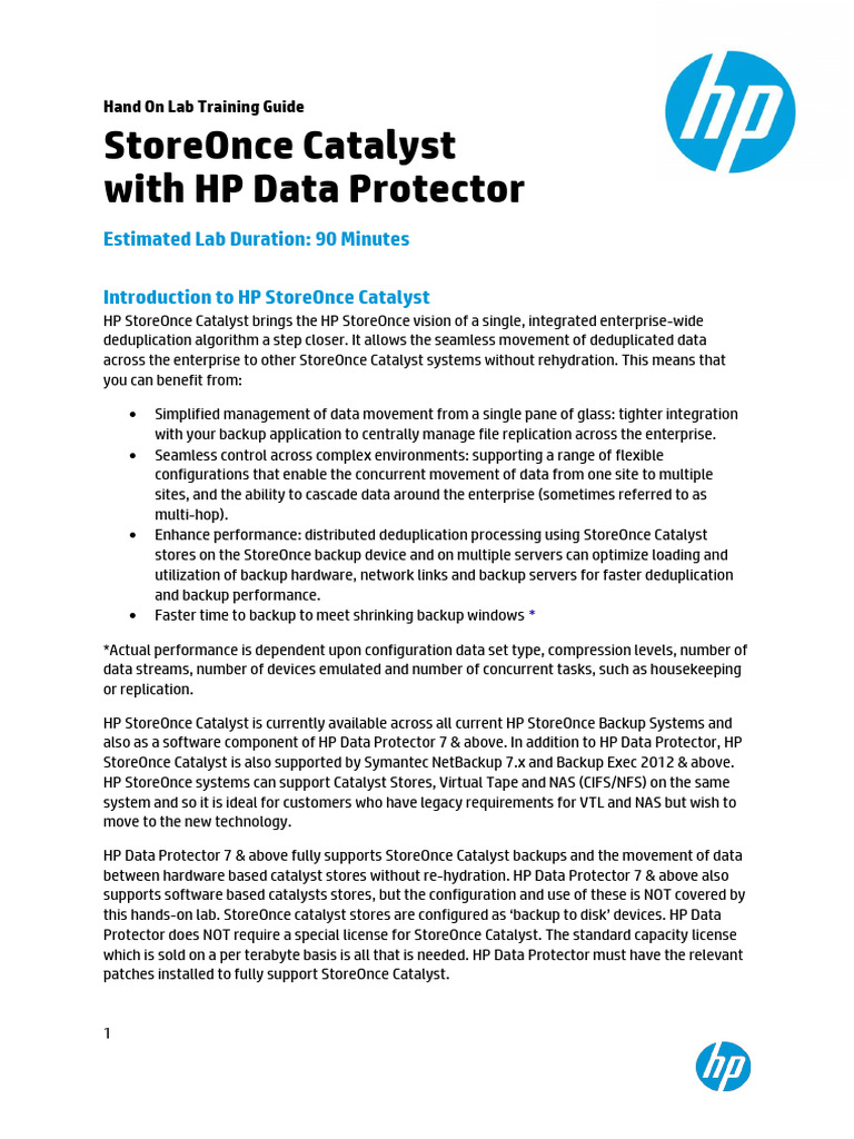 StoreOnce Catalyst With HP Data Protector | PDF