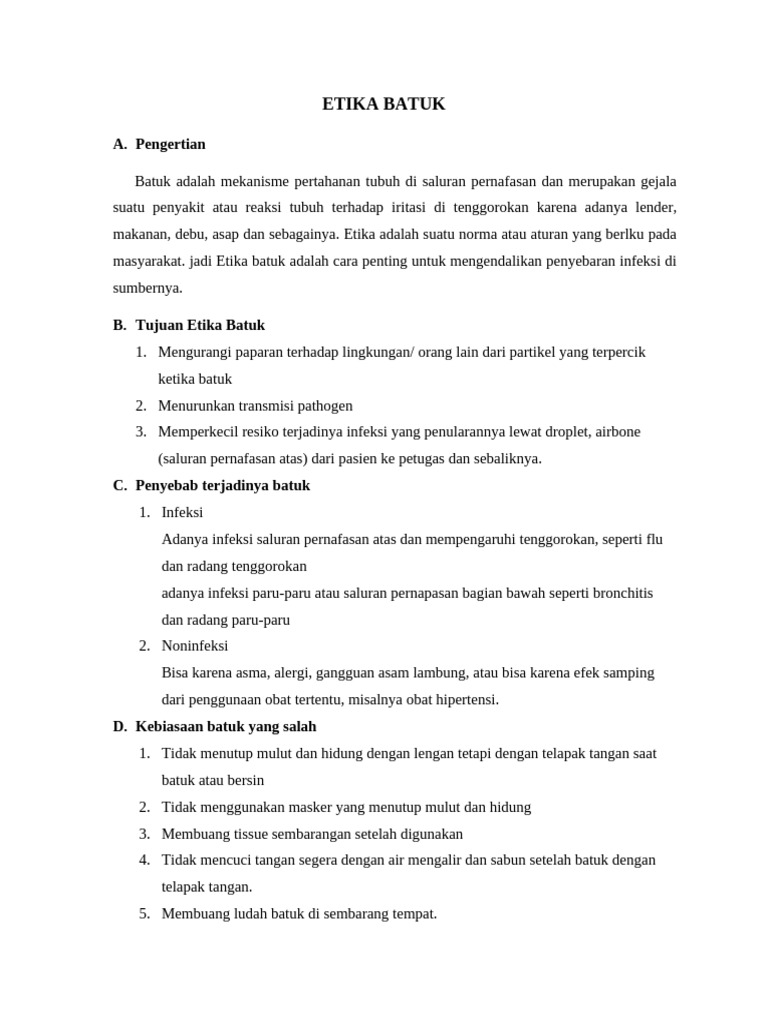Etika Batuk | PDF