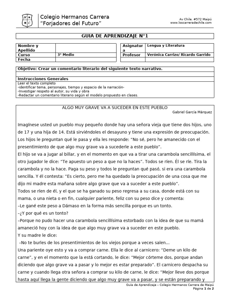 GUIA APRENDIZAJE N°1 LyL | PDF