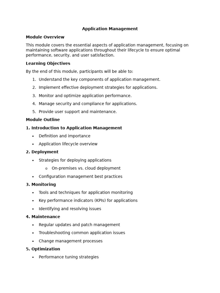 Application Management | PDF