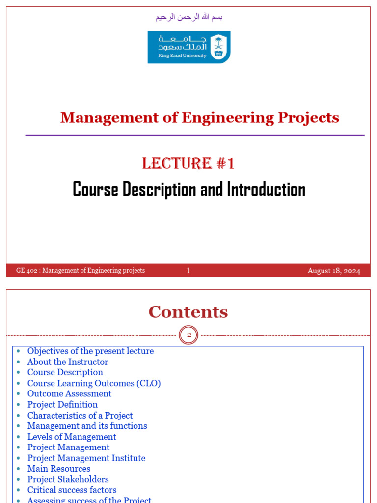 GE 402-Lecture-1(Course Description and Introduction) | PDF