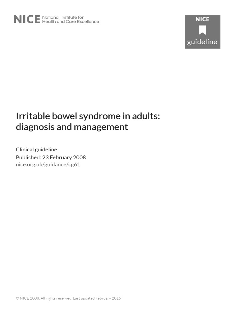 Irritable Bowel Syndrome in Adults Diagnosis and Management ...