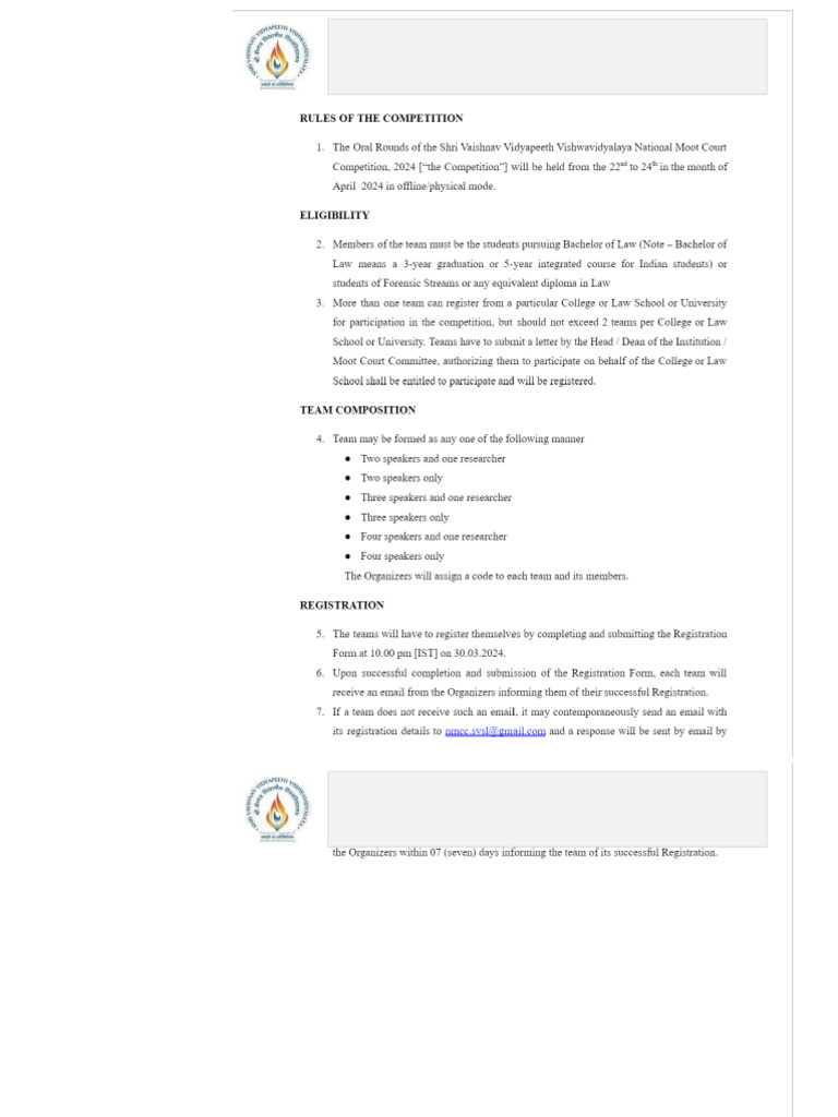 Rules For The Competition - NMCC-2024 | PDF