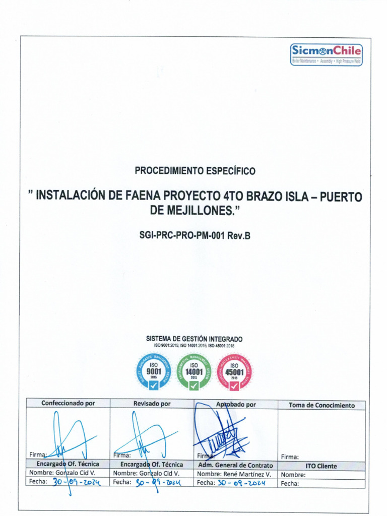SGI-PRC-PRO-PM-001 Rev.B Instalacion de Faena PMEJ | PDF | Soldadura ...