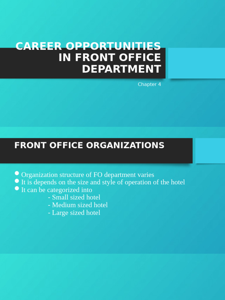 Chapter 4 Career Opportunities in Front Office Department | PDF