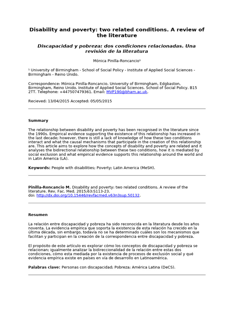 Poverty and Disability | PDF