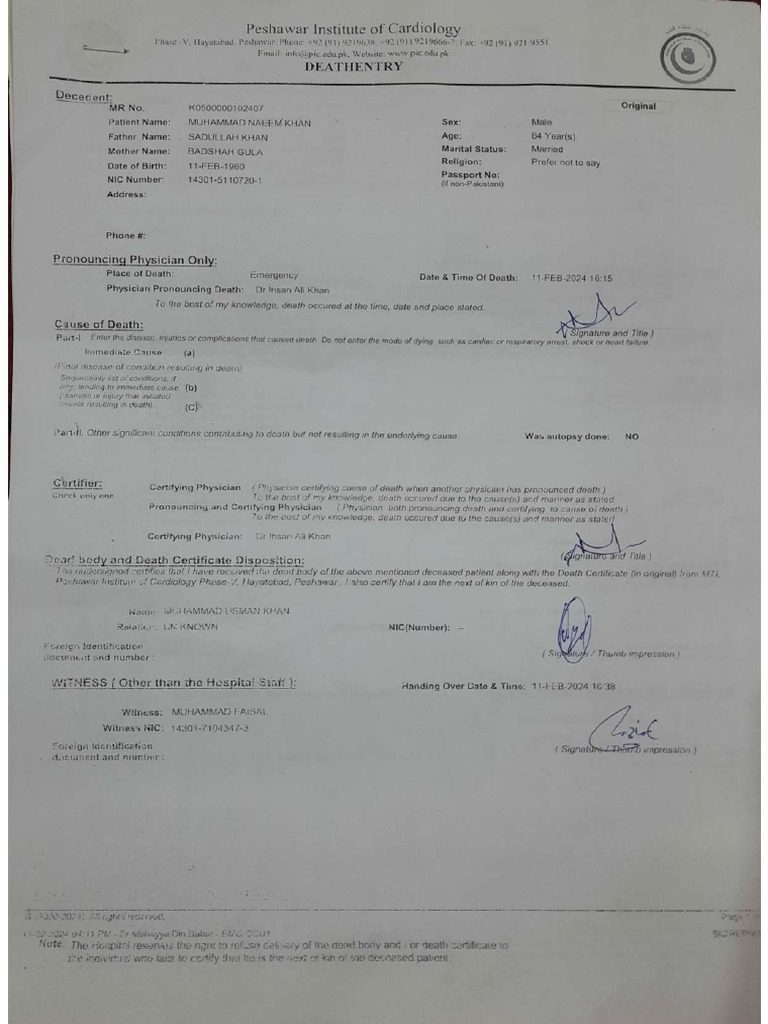 Death certificate | PDF