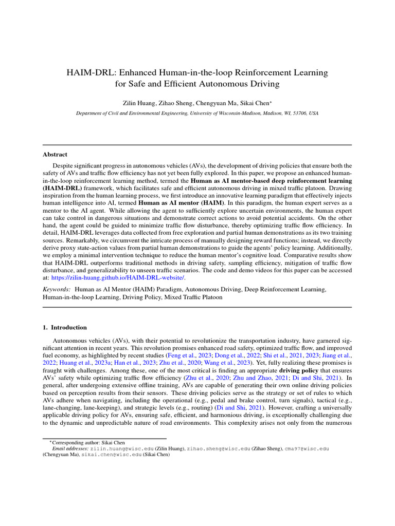 Haim Drl Enhanced Human In The Loop Reinforcement Learning Pdf