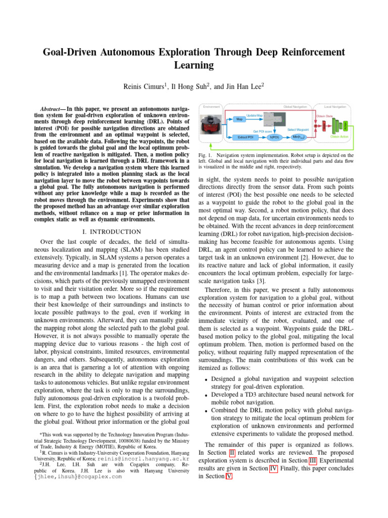 Goal-Driven Autonomous Exploration Through Deep Reinforcement | PDF