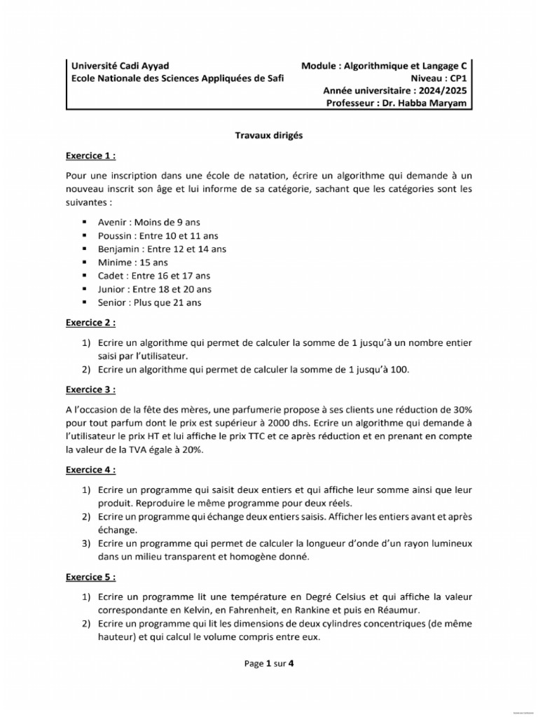 Polycopié de TD | PDF