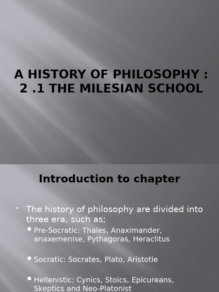 2 .1 The Milesian School | PDF