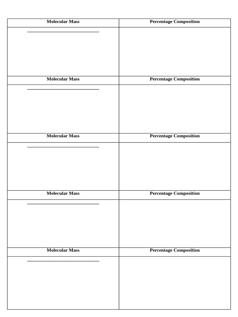 Molecular Mass Template | PDF