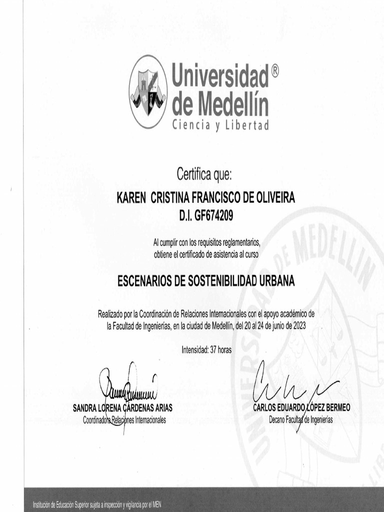 Diploma Universidad de Medellín | PDF
