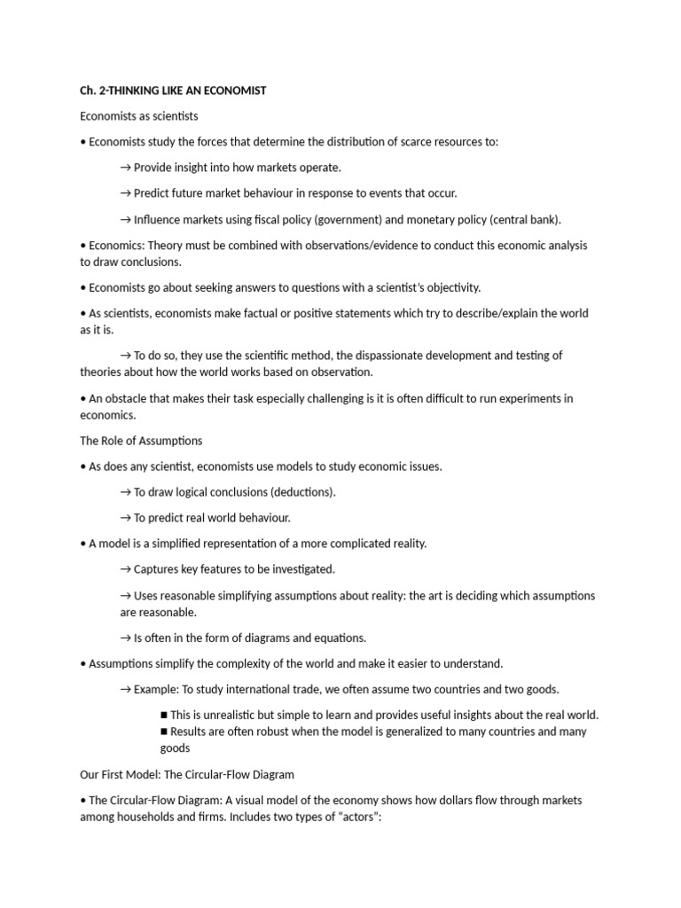 Economics Chapter 2 Notes | PDF