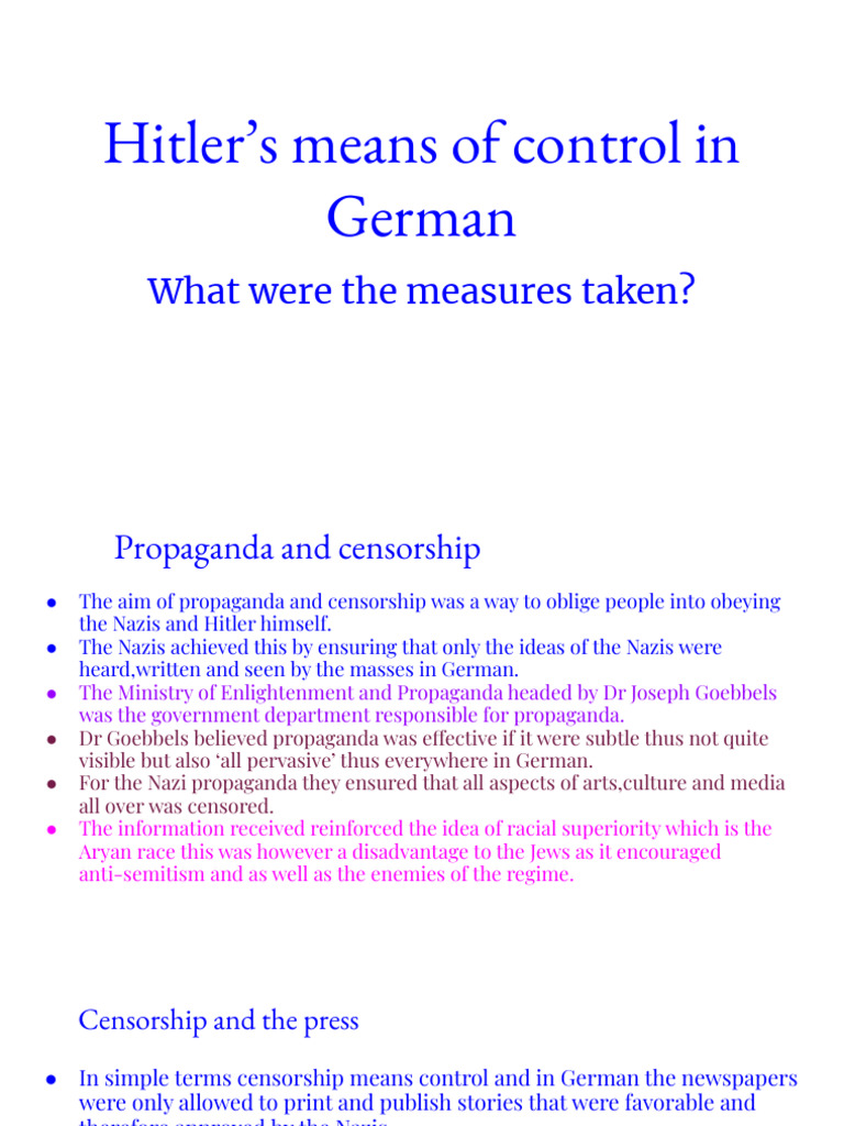 Hitler's Means of Control | PDF