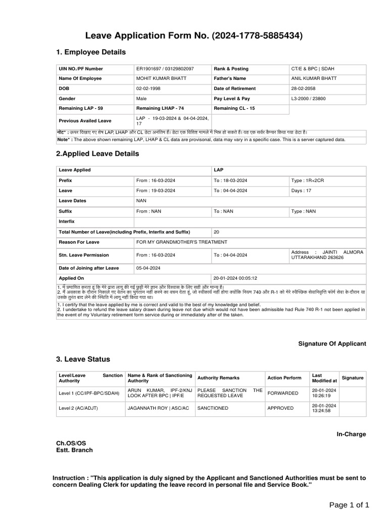 Leave Report 1162610 | PDF