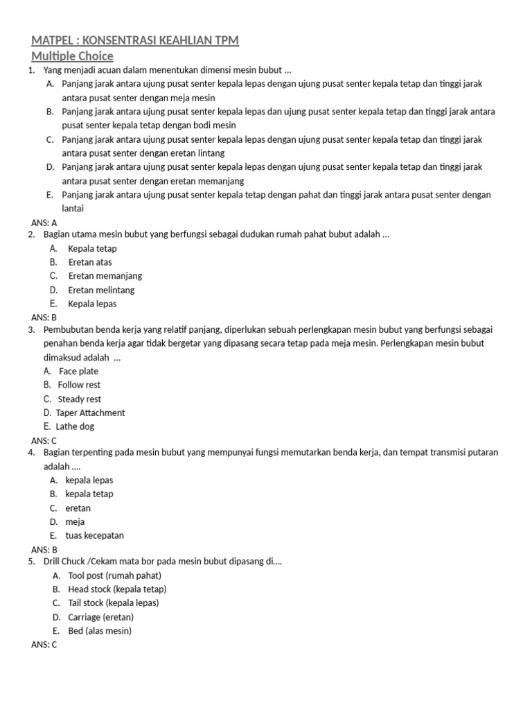 Soal Pts Ganjil Kk Xi Tpm Cbt 2023 | PDF