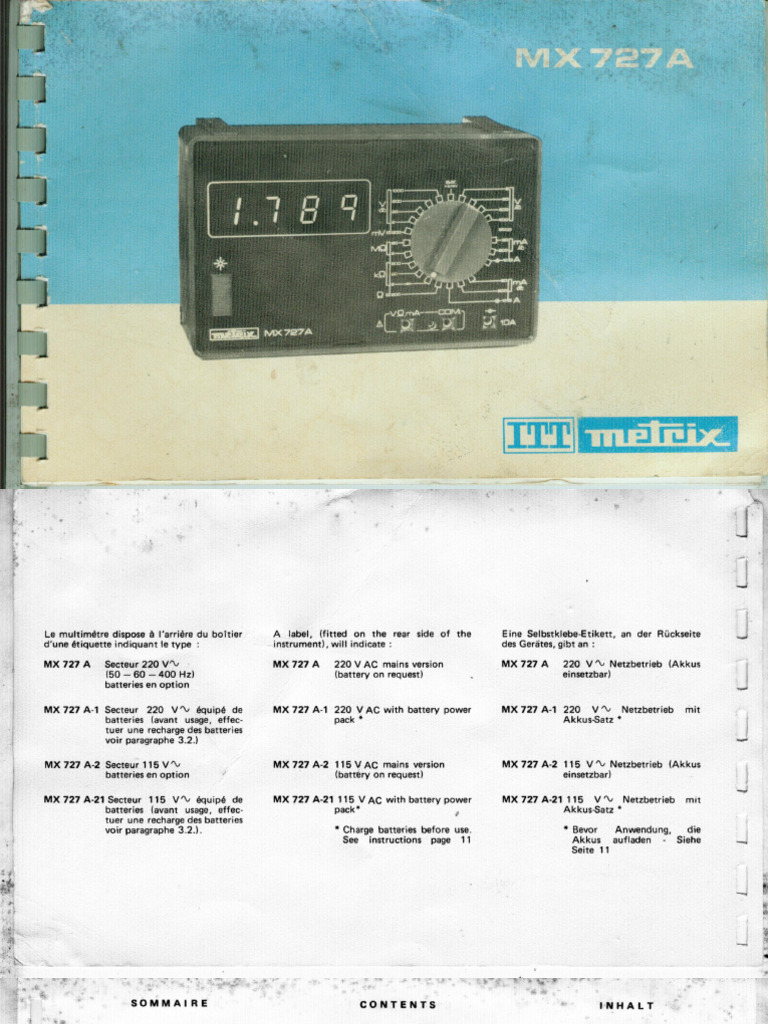 Metrix MX727A Service and User ID11185 | PDF