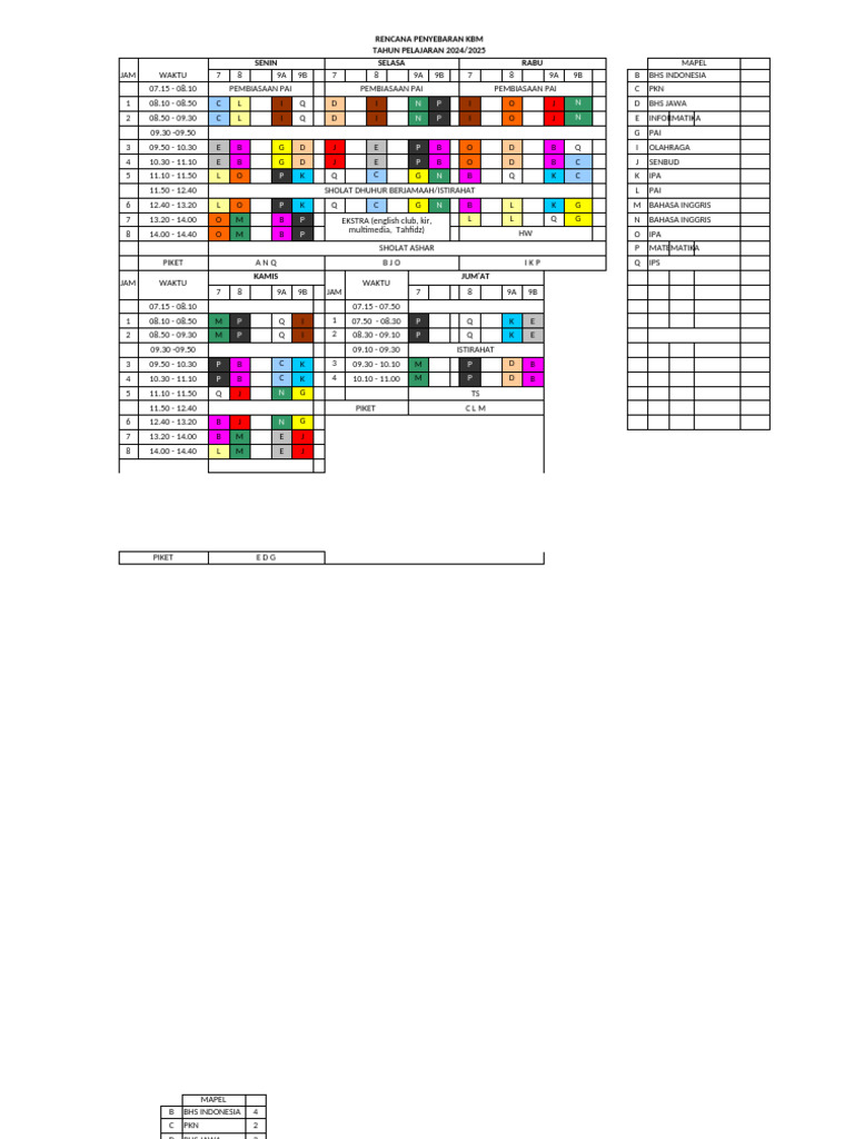 Jadwal KBM | PDF