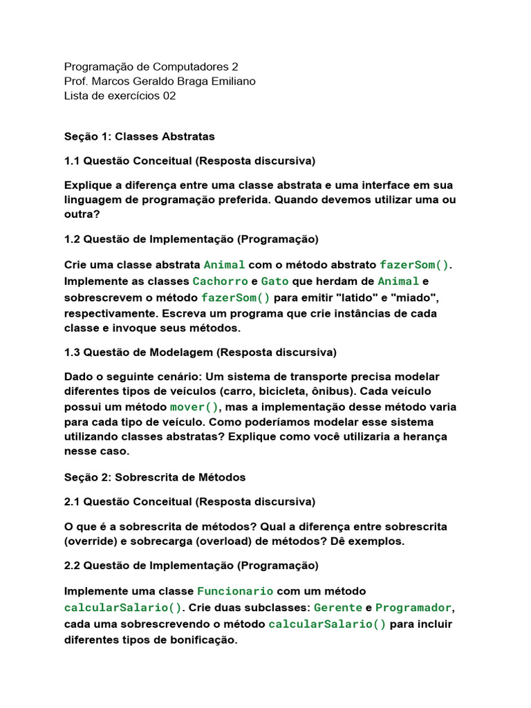 Lista 02 Prog2 | PDF