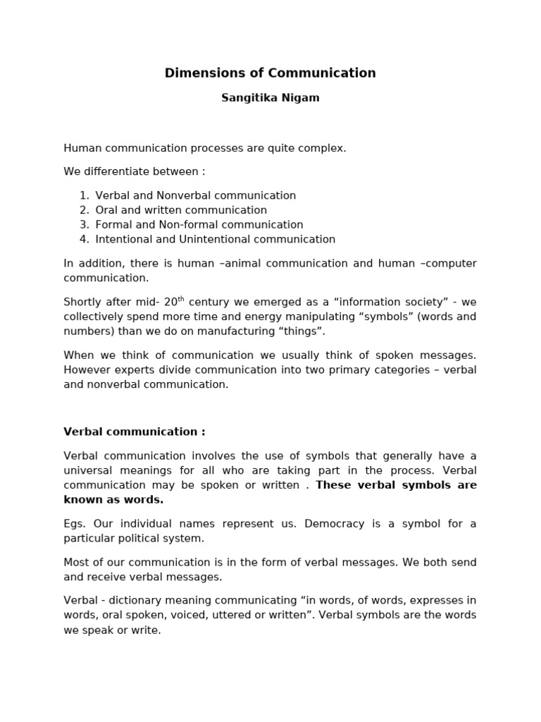 Dimensions of Communication - S Nigam | PDF