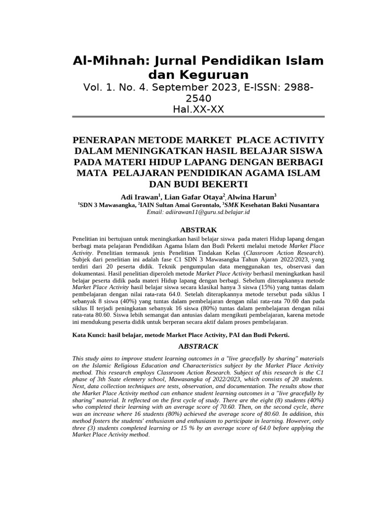 Contoh PTK Dirubah Ke Artikel Jurnal | PDF