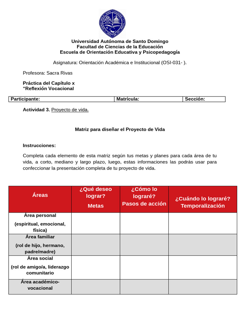 Actividad 3 Proyecto De Vida Pdf