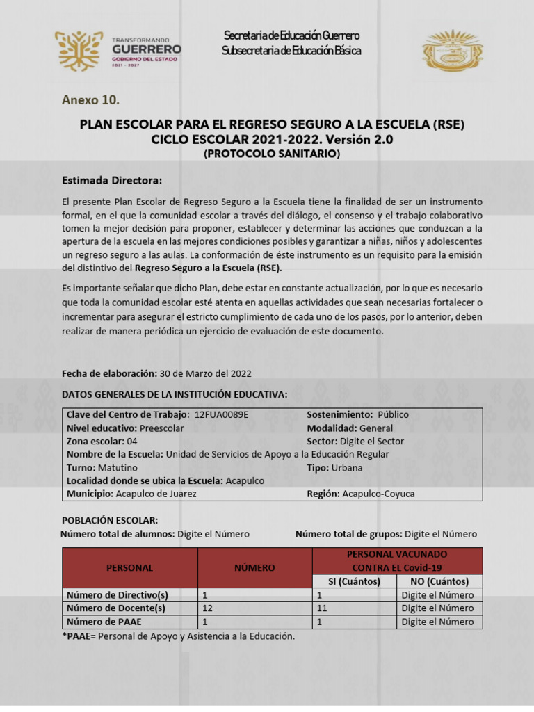 Plan Escolar Rse | PDF