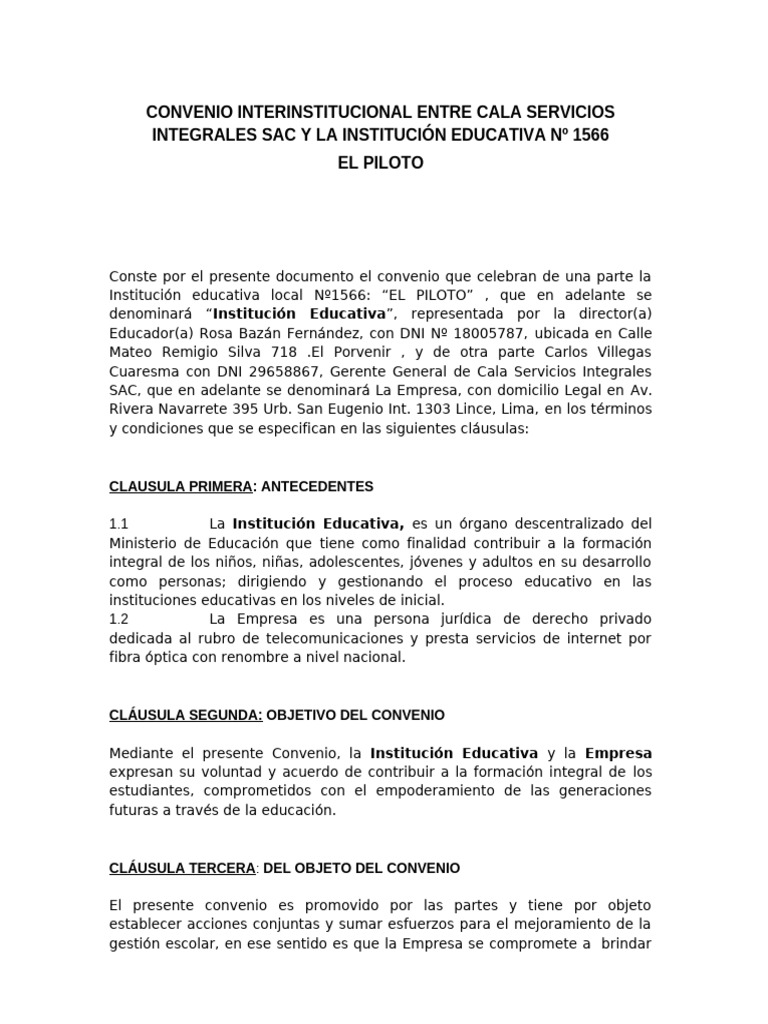 Convenio EL Piloto | PDF