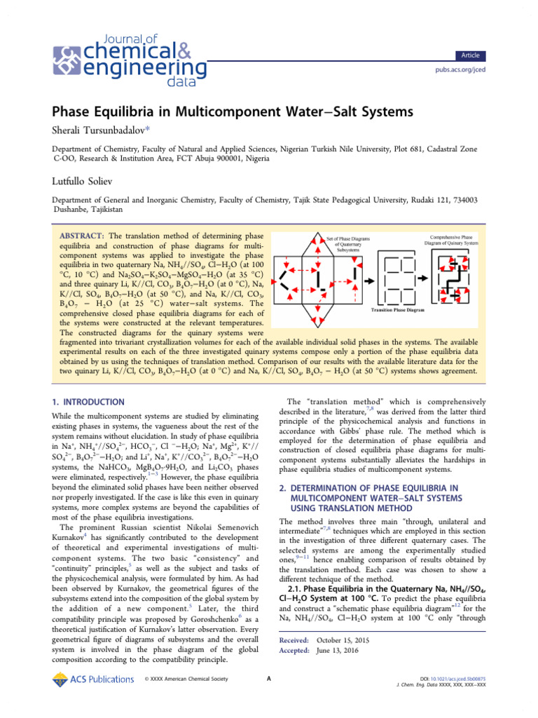 Phase Equilibria in Multicomponent Water Salt Systems | PDF | Phase (Matter) | Science & Mathematics