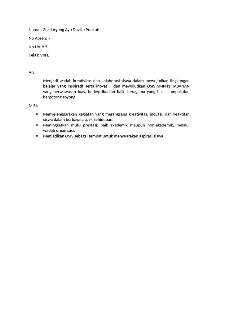 Visi Misi Devika | PDF