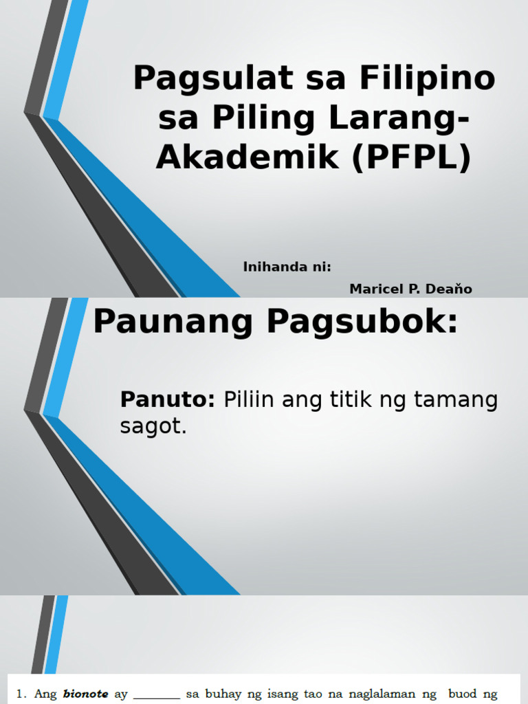PFPL Linggo-6 | PDF
