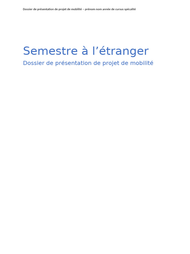 Exemple Dossier Prã©sentation Semestre Ã©tranger | PDF