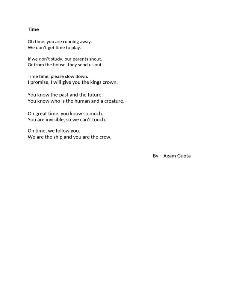 Time Poem - by Agam | PDF
