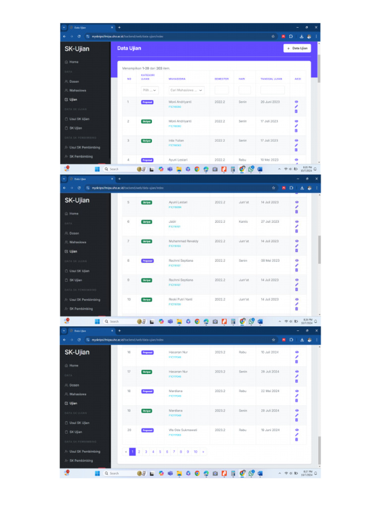 Screen Shoot Progress TA Mahasiswa | PDF