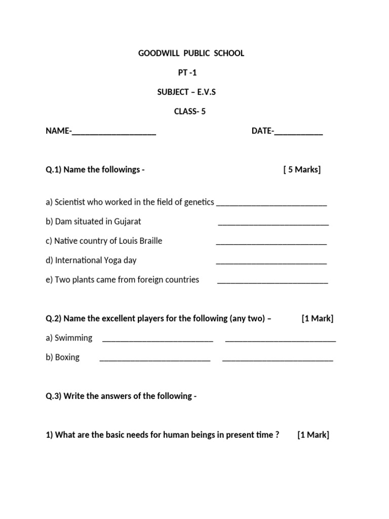 Goodwill Public School | PDF