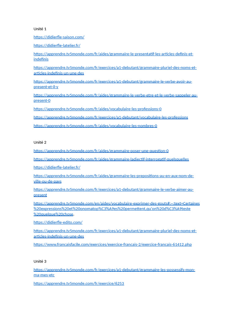 Links - Activités Comp - Grammaire, Lexique Et Phonétique | PDF