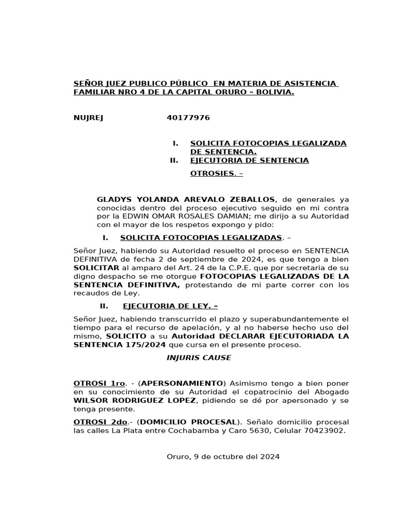 Ejecutoria de Sentencia | PDF | Sentencia (ley) | Ciencias sociales