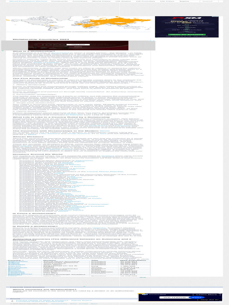Dictatorship Countries 2023 | PDF